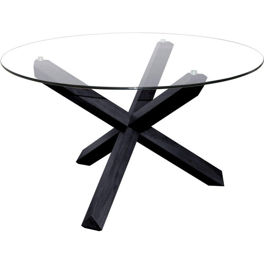 Sala Glass Top Round Dining Table 130cm Diameter (Black)– Bohemio Furniture